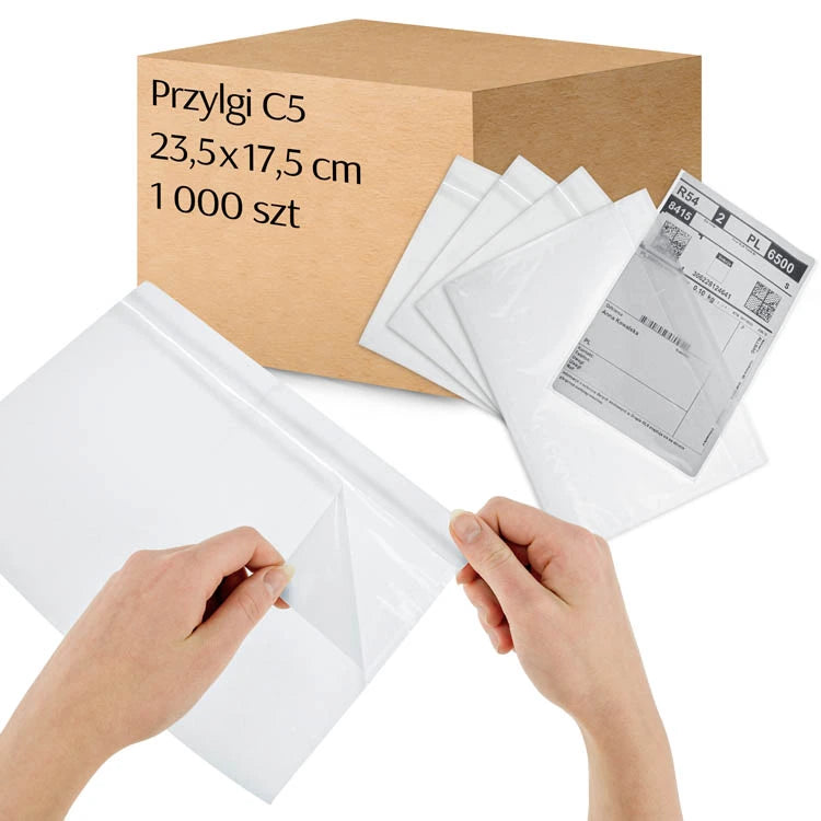 Self-adhesive pockets - courier rebates C5 1000 pcs. – Allbag