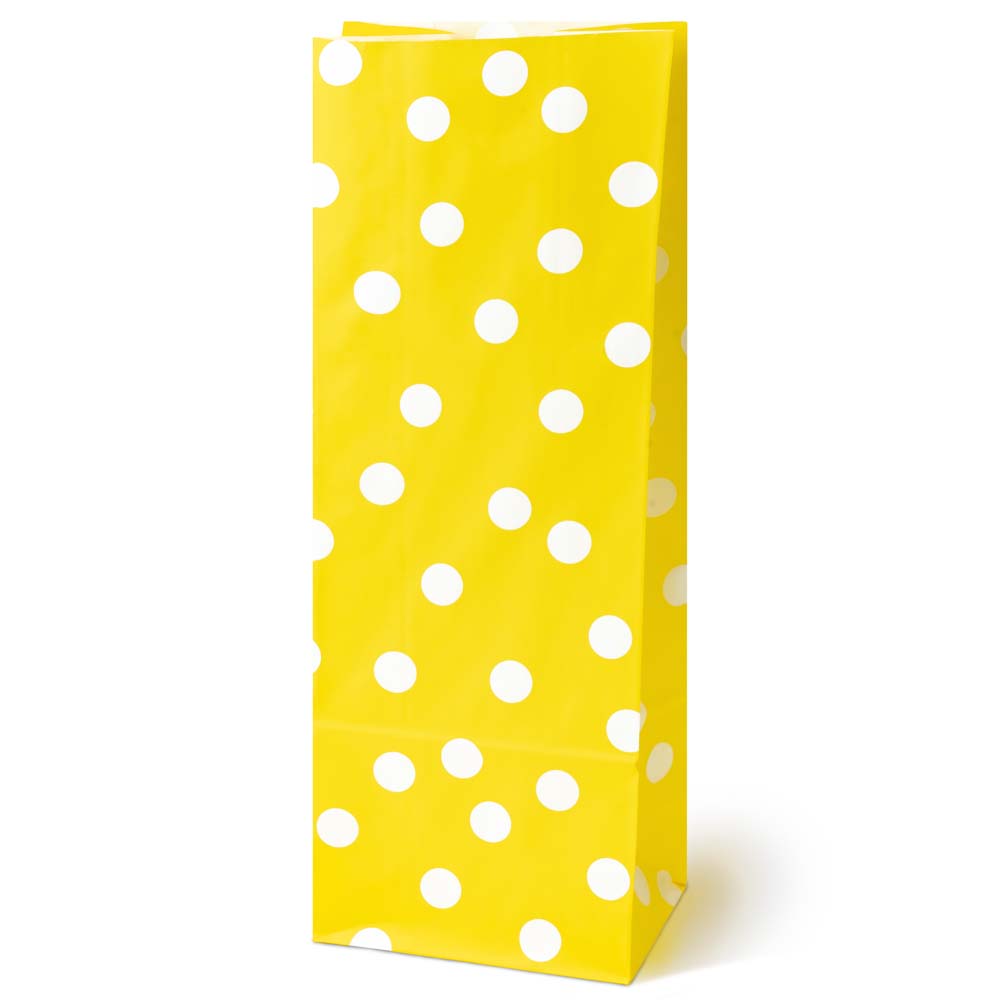 Pungi de hârtie 10x7x28 cm în mazăre - galben -10 bucăți – Allbag